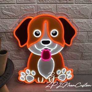 Dog Neon Sign Custom Neon Sign Cute Animal Led Light Uv Print Pet Neon ...