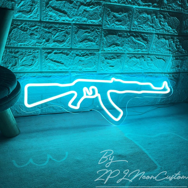 Gun Neon Sign Custom Toy Neon Sign Gun Led Neon Light Game Room Wall ...