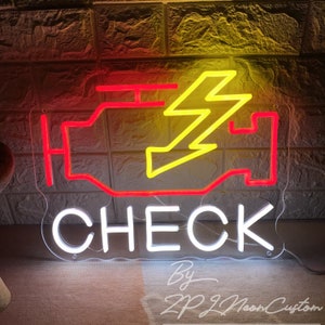 Check Engine Neon Sign Garage Neon Sign Led Light Car Garage Decor ...