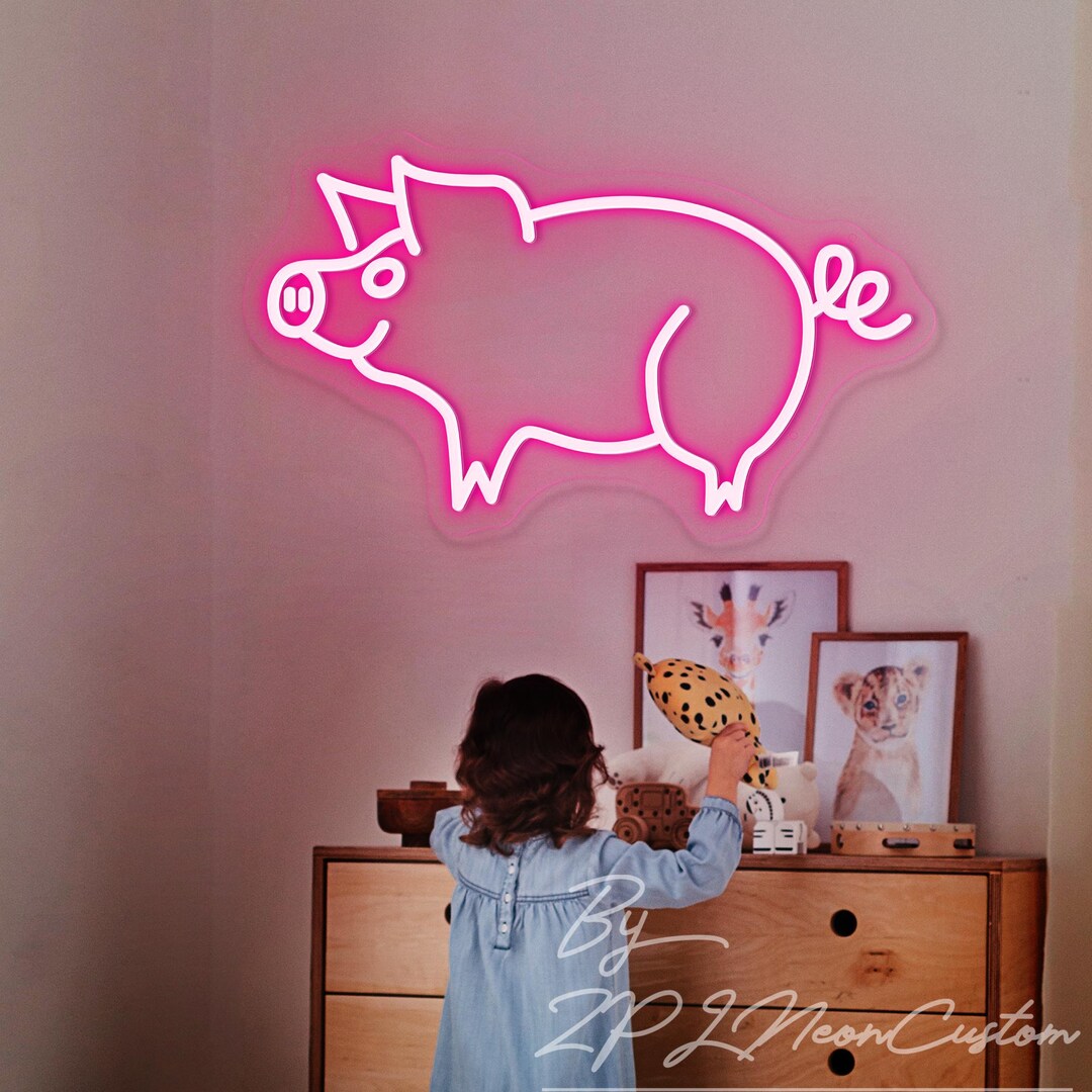 Cute Pig Neon Sign Custom Pig Neon Sign Pig Led Neon Light Wall Decor ...