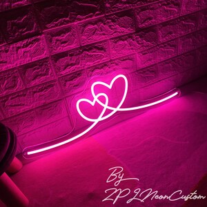 Double Heart Neon Sign Custom Neon Sign Wedding Neon Sign Bedroom Home ...