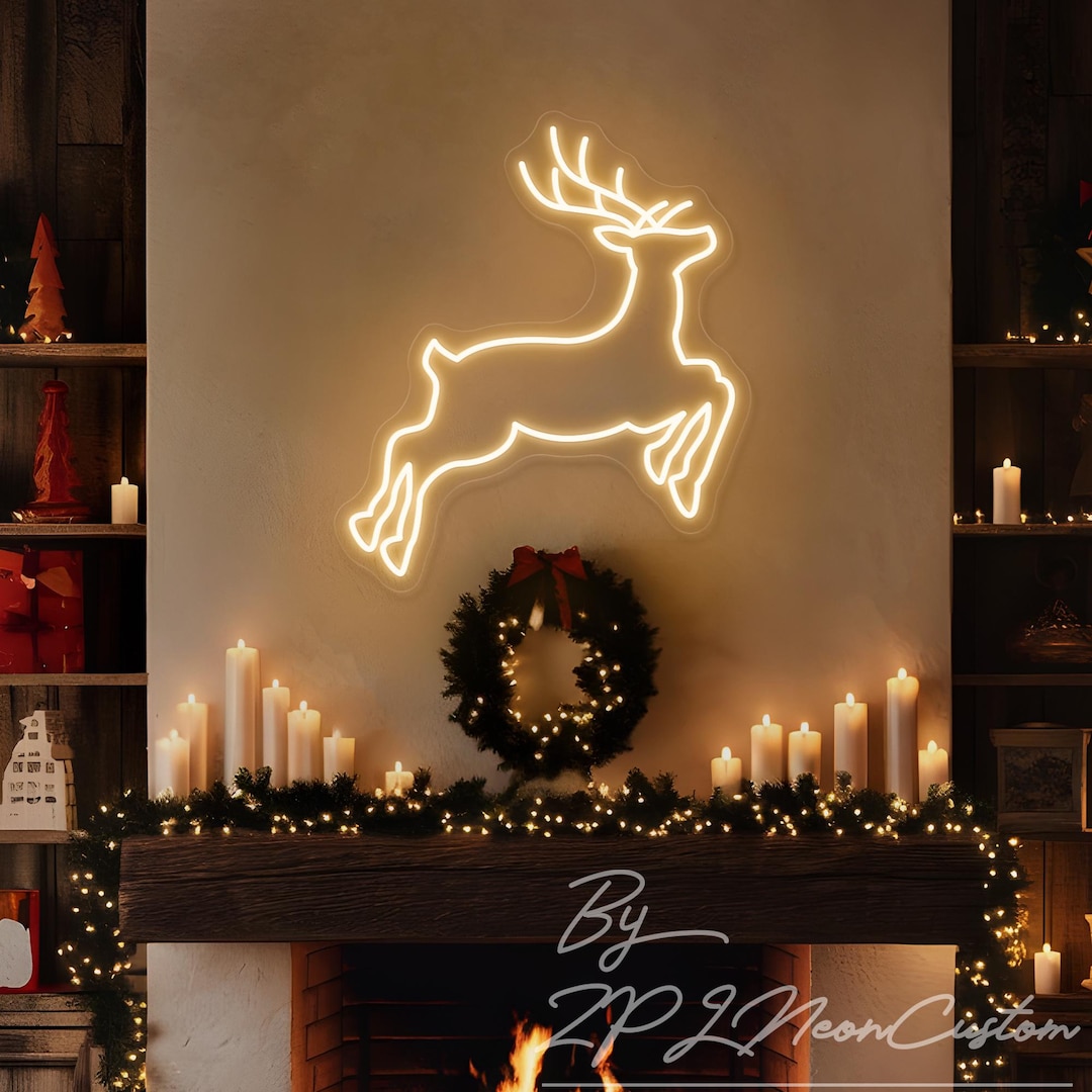 Christmas Deer Neon Sign Custom Neon Sign Merry Christmas Decor Deer ...