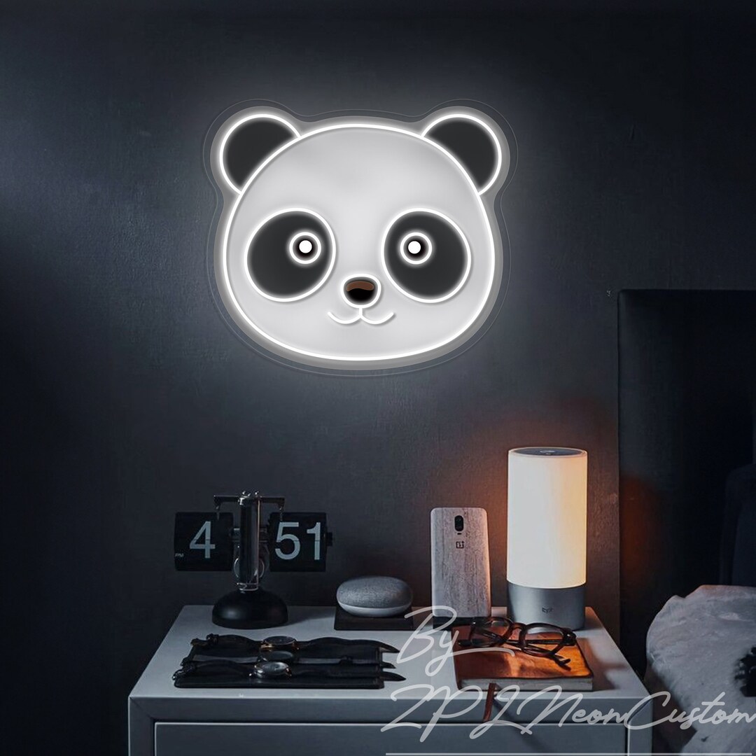 Panda Neon Sign Cute Bear Led Light Custom Neon Sign UV Print Light up ...