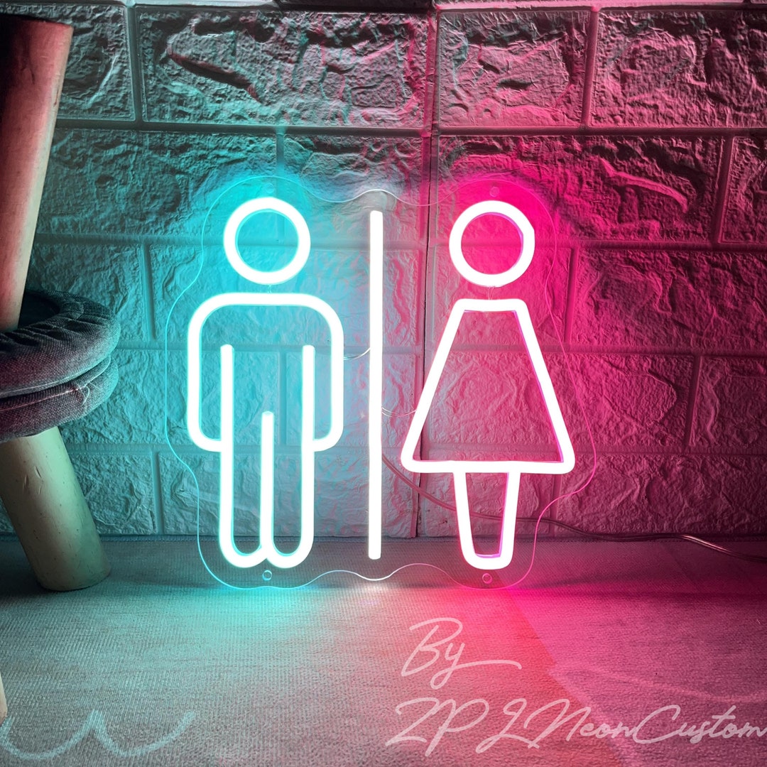 Toilet Neon Sign Men Women WC Neon Sign Custom Neon Sign Restroom Led ...