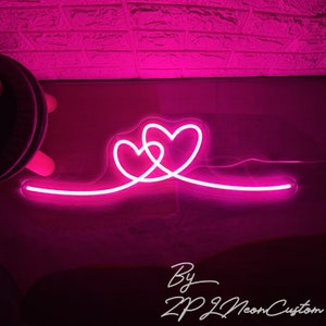 Double Heart Neon Sign Custom Neon Sign Wedding Neon Sign Bedroom Home ...