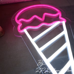 Ice Cream Neon Sign Ice Cone Neon Sign Custom Neon Sign Led Light for ...