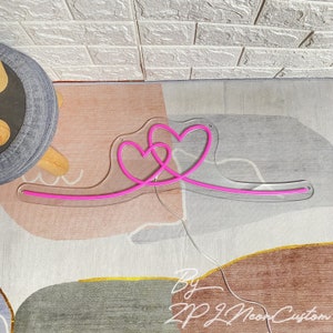 Double Heart Neon Sign Custom Neon Sign Wedding Neon Sign Bedroom Home ...