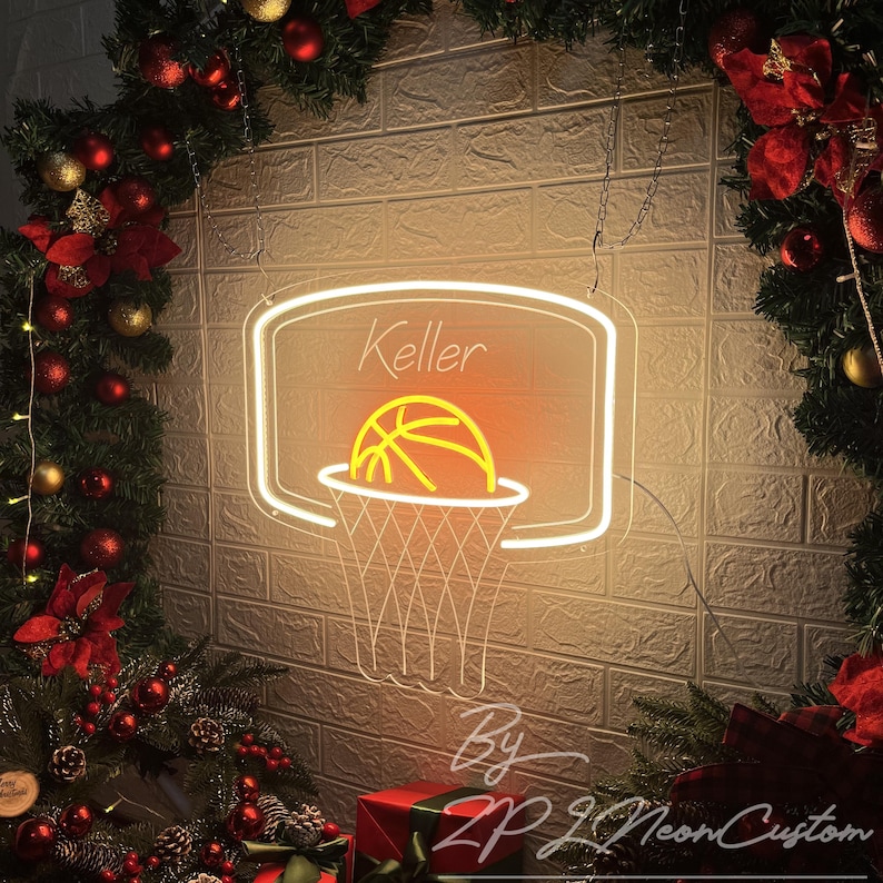 Custom Basketball Name Neon Sign, Boy Bedroom Decor, Personalized Neon ...