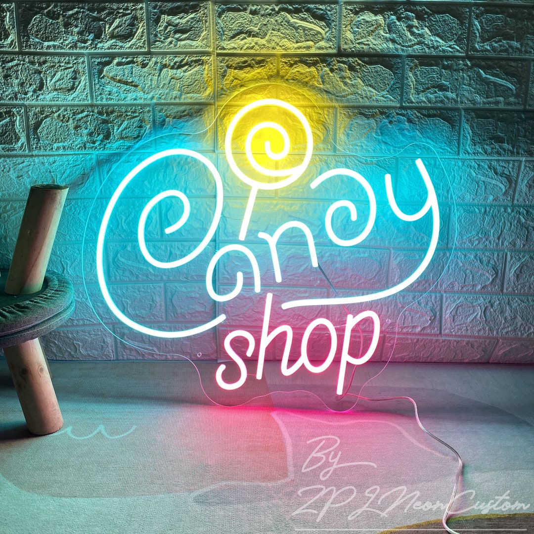 Candy Shop Neon Sign Lollipop Candy Custom Neon Sign Candy Cart Decor ...