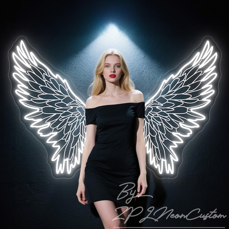 Wings Neon Sign, Personalized Angel Wings Decor, Bar Shop Party Decor ...