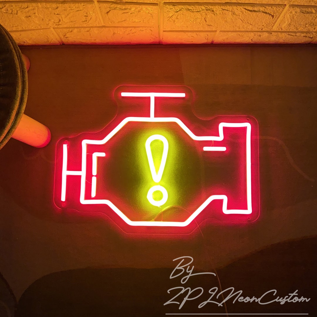 Check Engine Neon Sign Custom Neon Sign Garage Neon Sign Home Wall ...