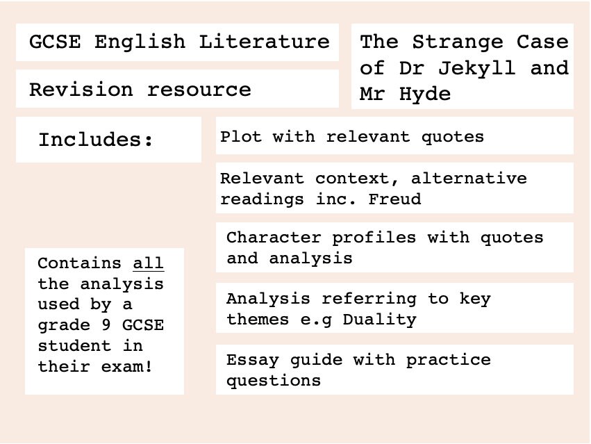 GCSE English Literature Jekyll and Hyde Revision Resource || Grade 9 ...