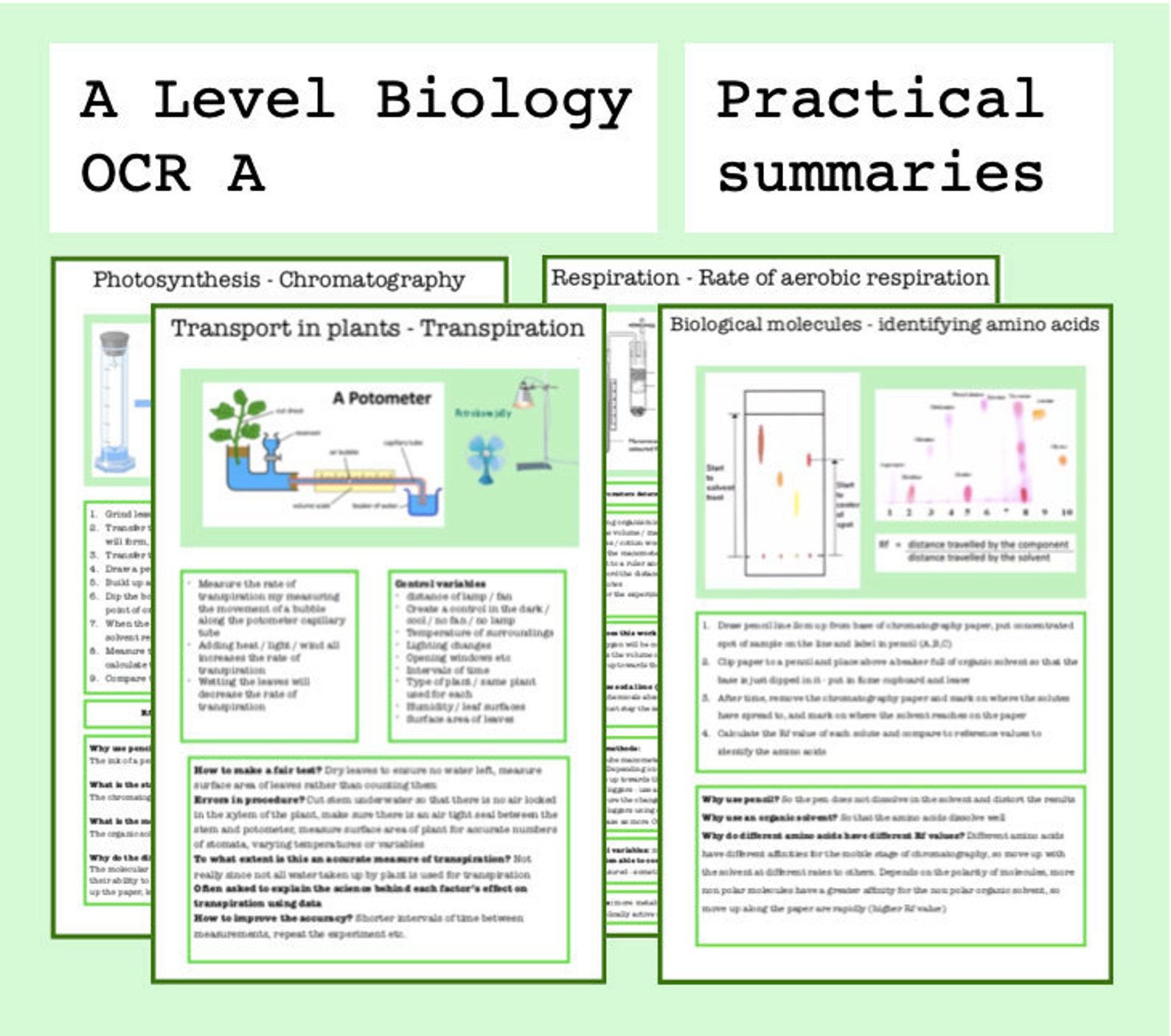 A Level Biology Practical Summaries OCR A - Etsy