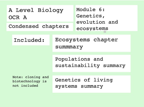 A Level Biology Module 6 Revision Resource OCR A - Etsy