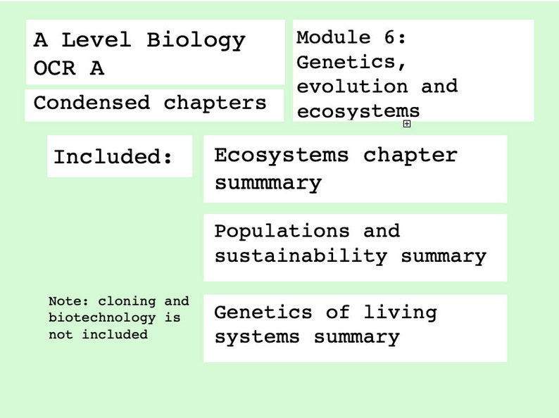 A Level Biology Module 6 Revision Resource OCR A - Etsy