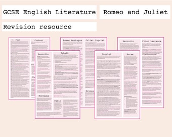 Romeo and Juliet GCSE Revision Resources - Etsy UK