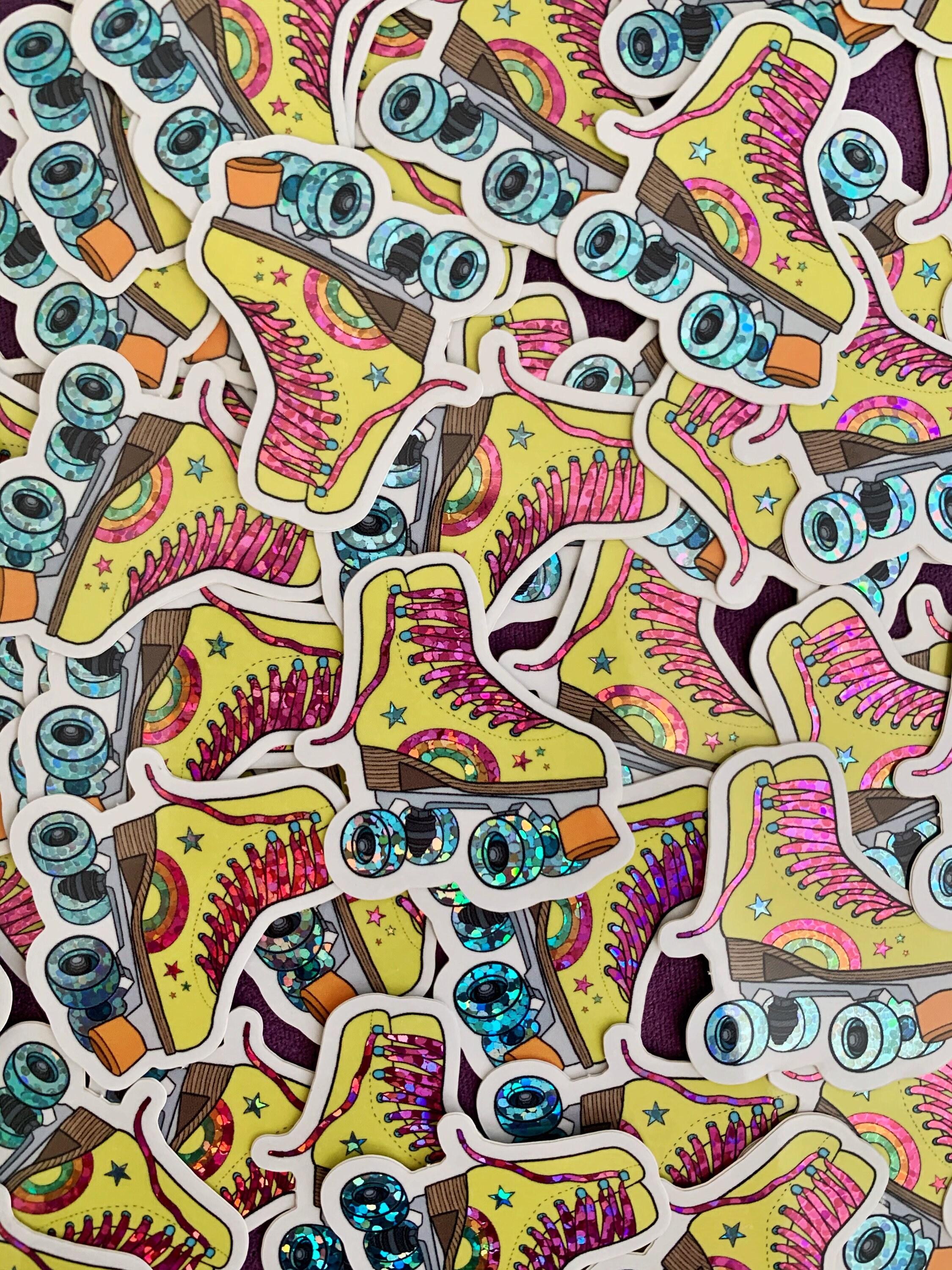 Roller Skate Glitter Sticker - Etsy