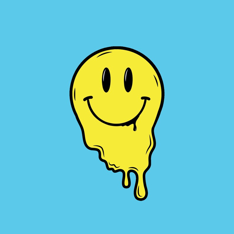 Smiley Face Sticker - Droopy Smiley Sticker - Drippy Smiley Sticker ...