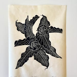 Rose Garden Linocut Print - Etsy