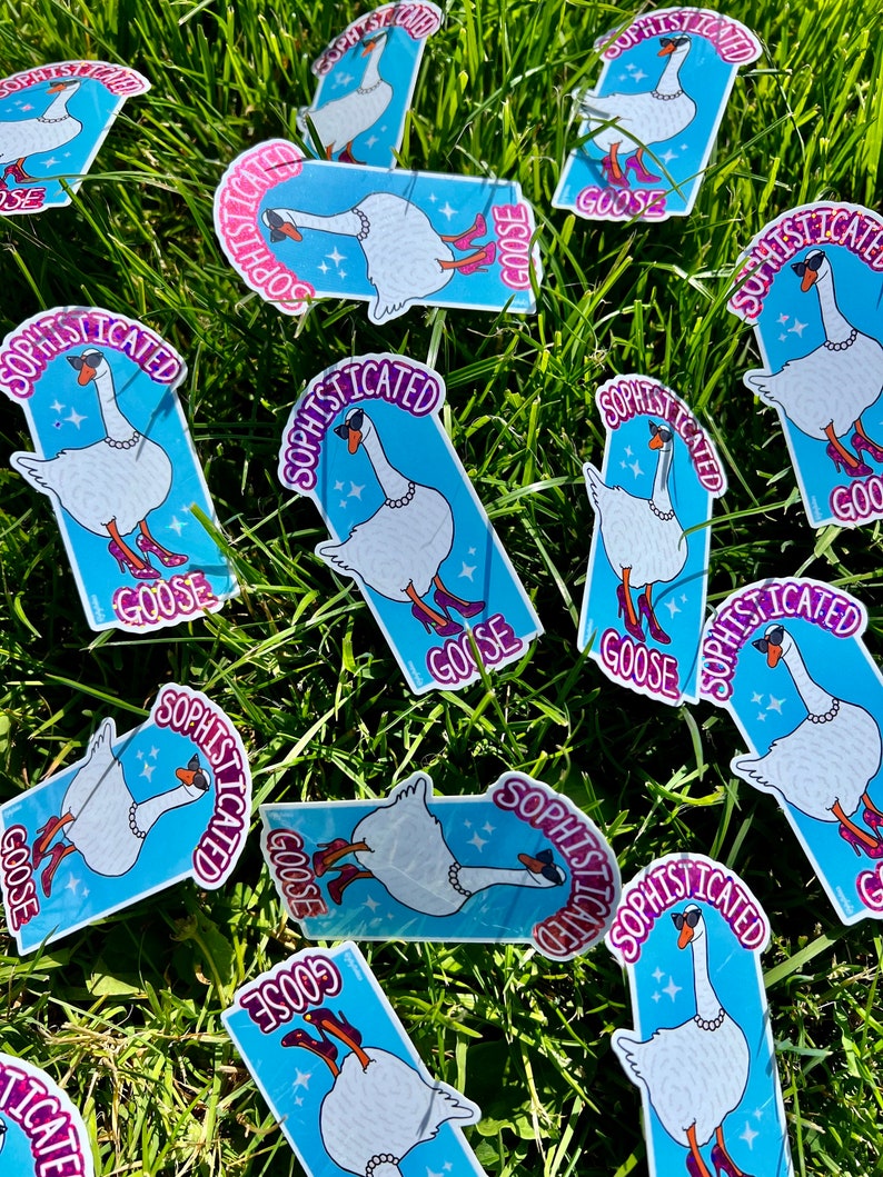 Sophisticated Goose Glitter Sticker by Jelly Studio Co. - Etsy