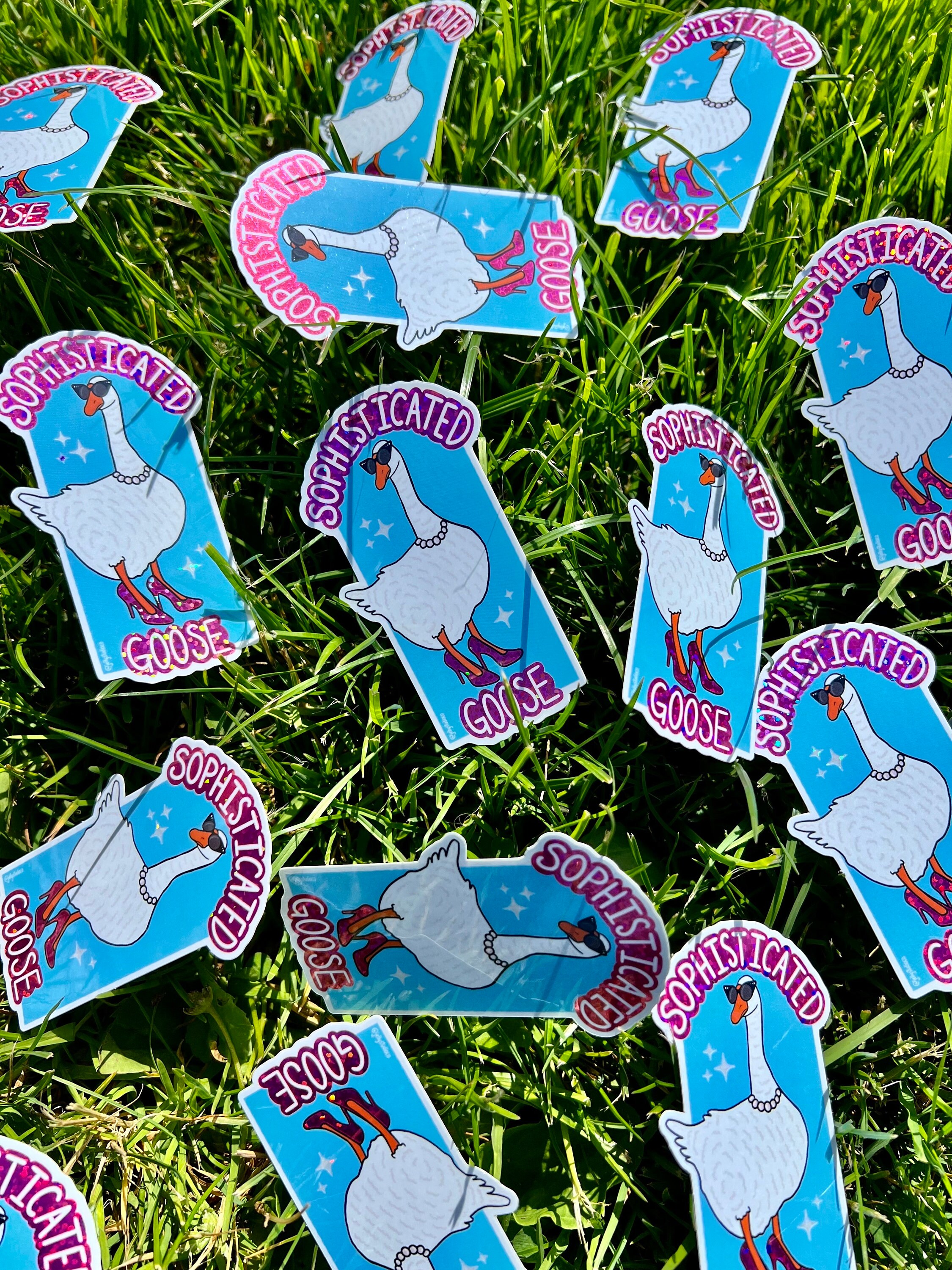 Sophisticated Goose Glitter Sticker by Jelly Studio Co. - Etsy