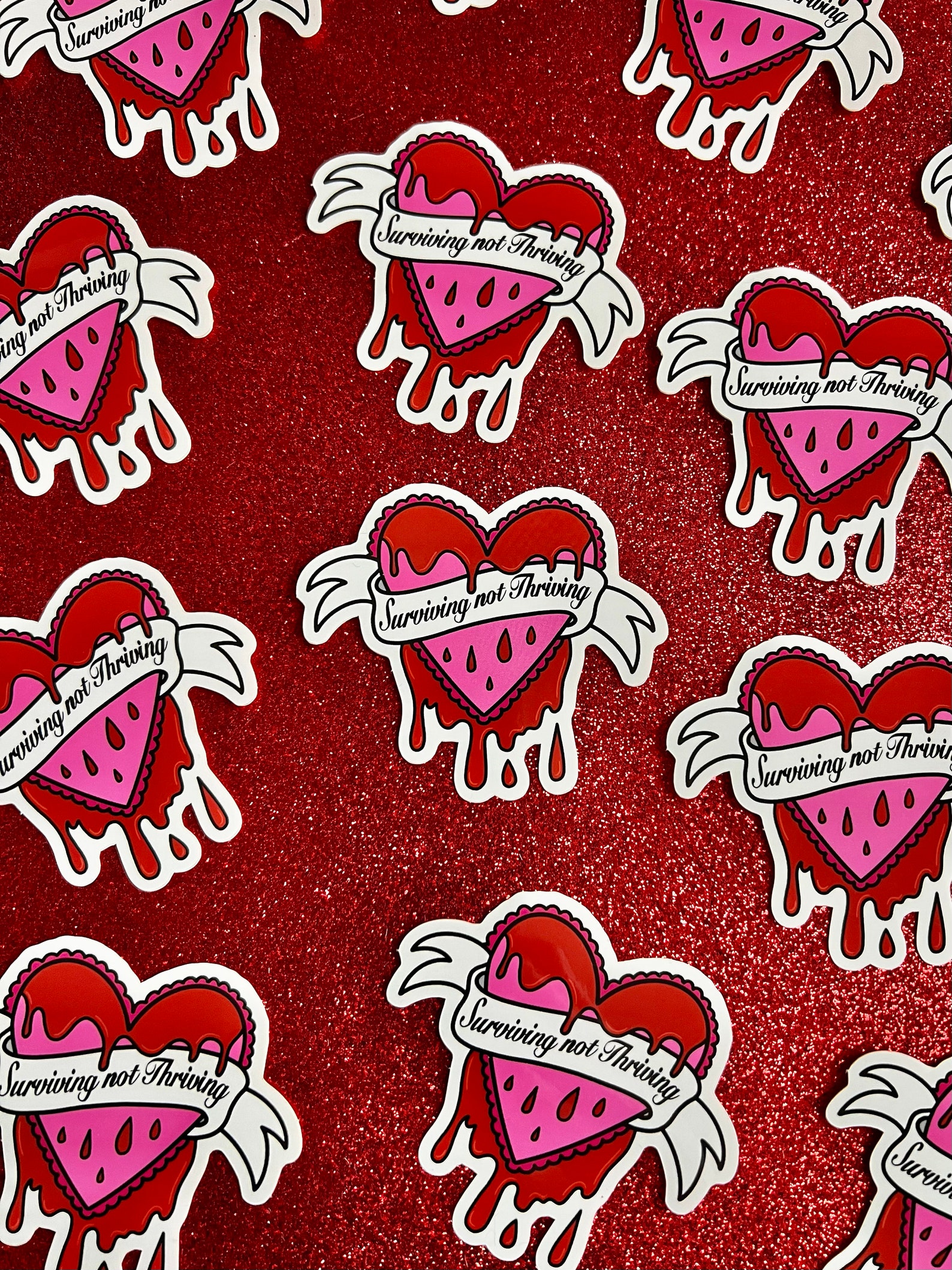 Surviving Not Thriving Heart Sticker by Jelly Studio Co. - Etsy