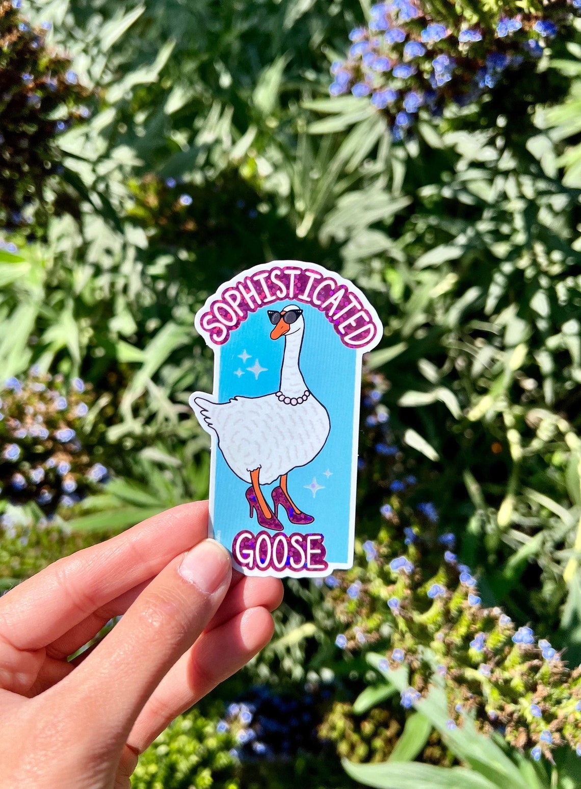 Sophisticated Goose Glitter Sticker by Jelly Studio Co. - Etsy
