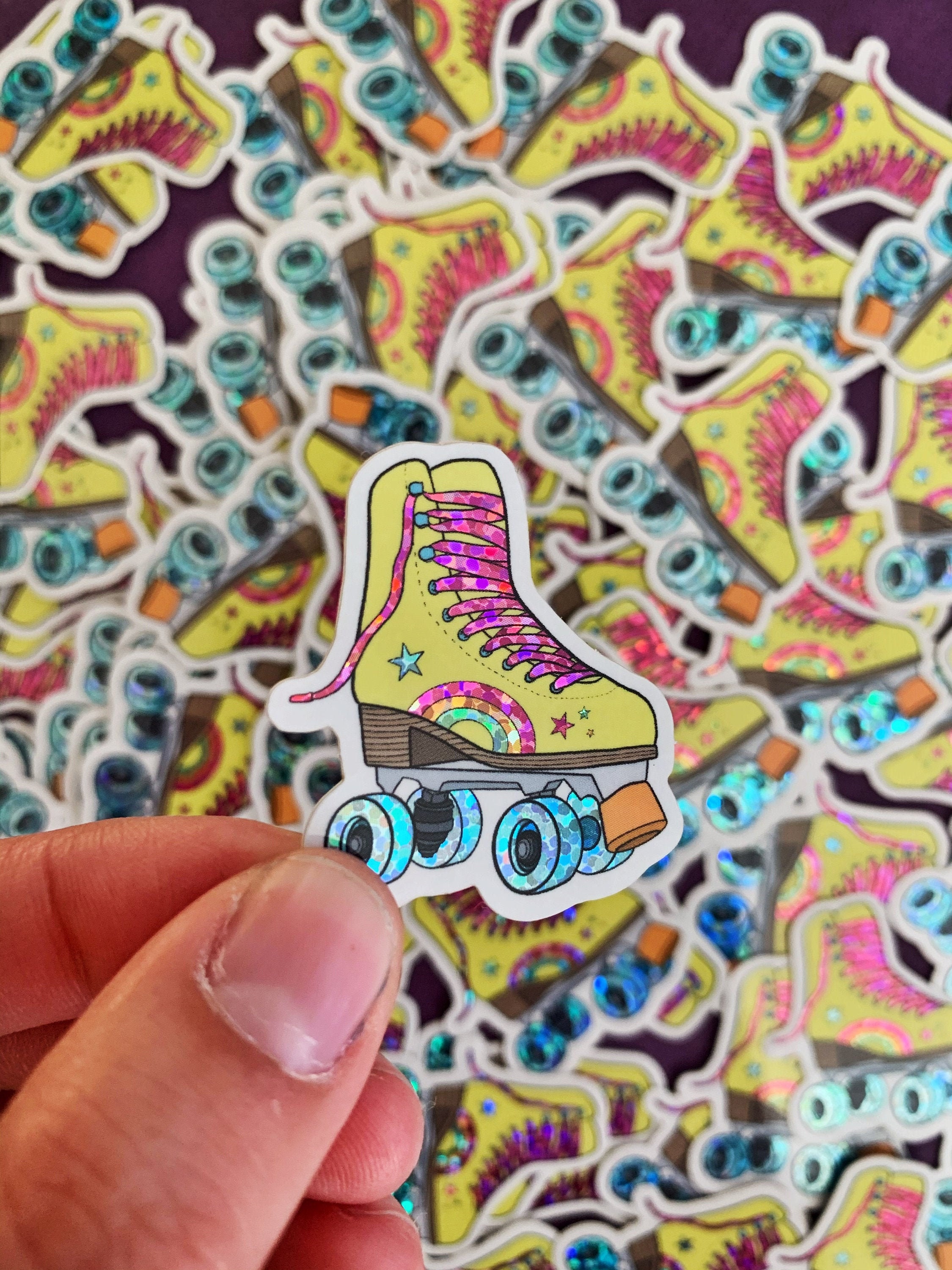 Roller Skate Glitter Sticker - Etsy