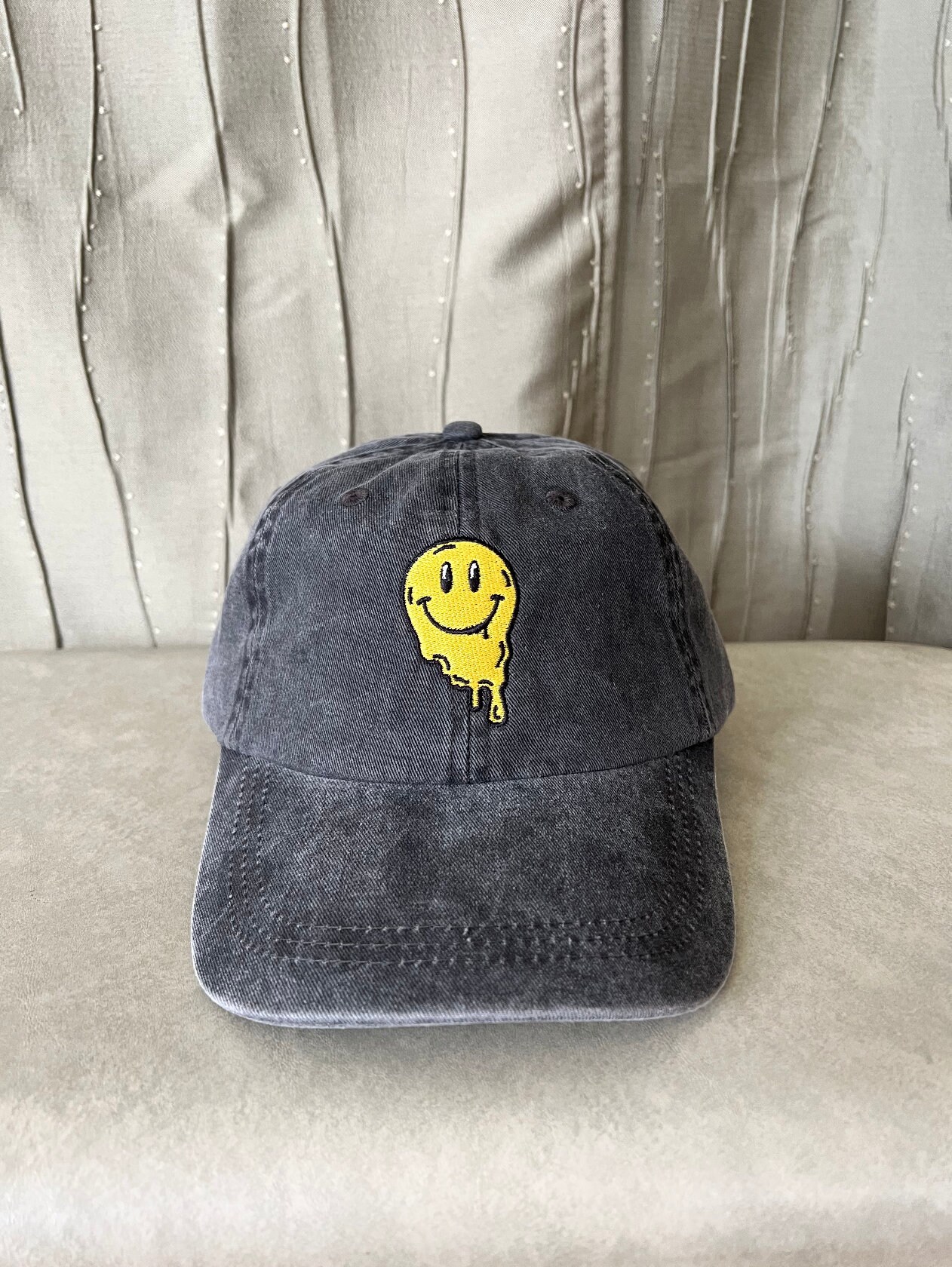 Smiley Face Embroidered Hat - Etsy
