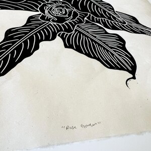 Rose Garden Linocut Print - Etsy