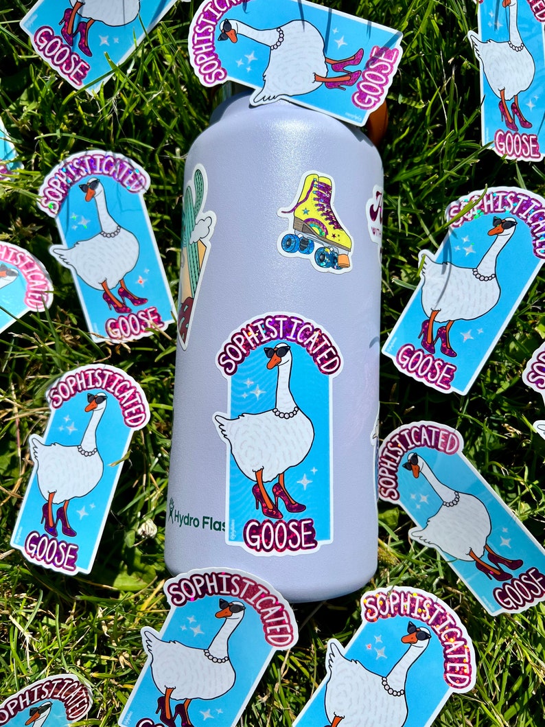Sophisticated Goose Glitter Sticker by Jelly Studio Co. - Etsy