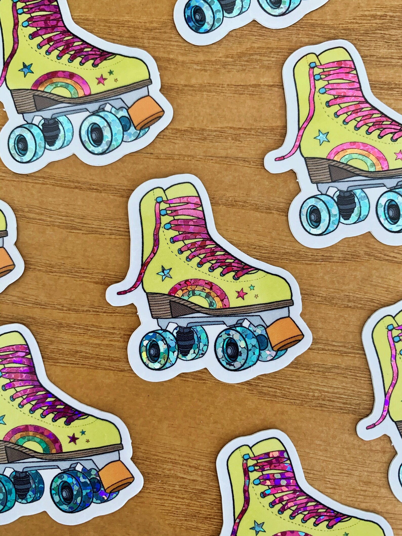Roller Skate Glitter Sticker - Etsy