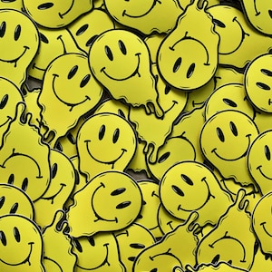 Smiley Face Sticker - Droopy Smiley Sticker - Drippy Smiley Sticker ...