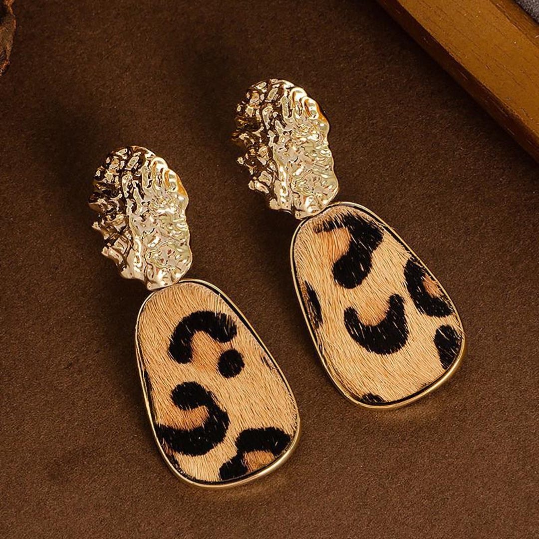 Leopard Print Dangle Earrings: S925 Sterling Silver, Retro Chic Styles ...