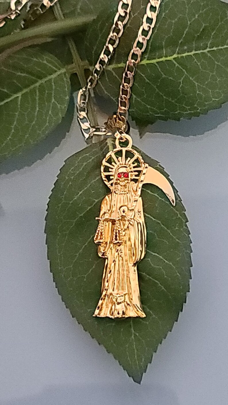 14k Gold Plated santa Muerte Necklace cadena - Etsy