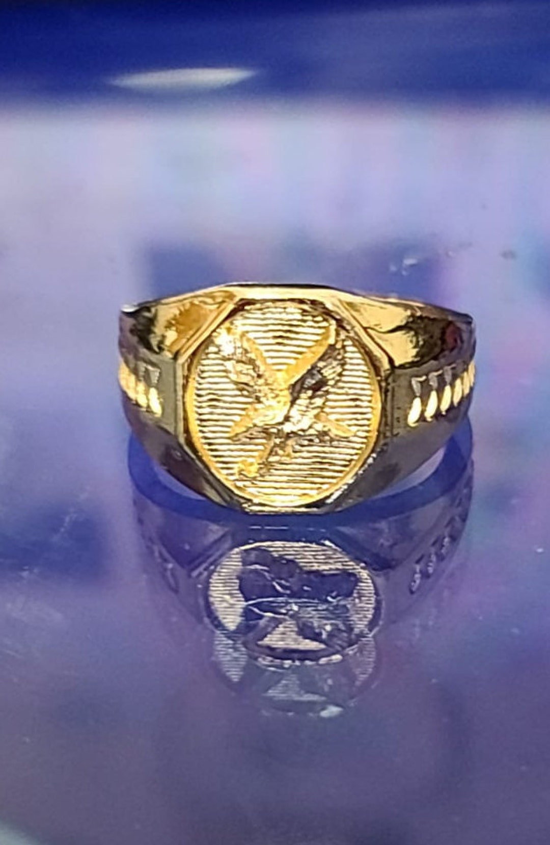 14K Gold Plated American Eagle Ring for Men - Grandioso Anillo Para ...