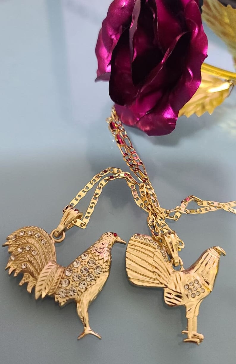 14k Gold Plated Chicken Rooster Pendant Necklace | Cadena Con Dije ...