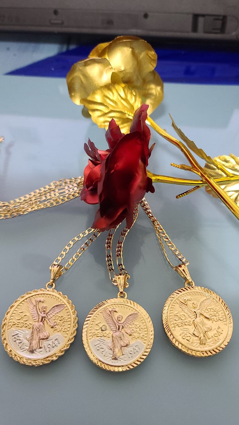 14k Gold Plated Coin Centenario Mexicano - Moneda 50 Pesos En Oro ...
