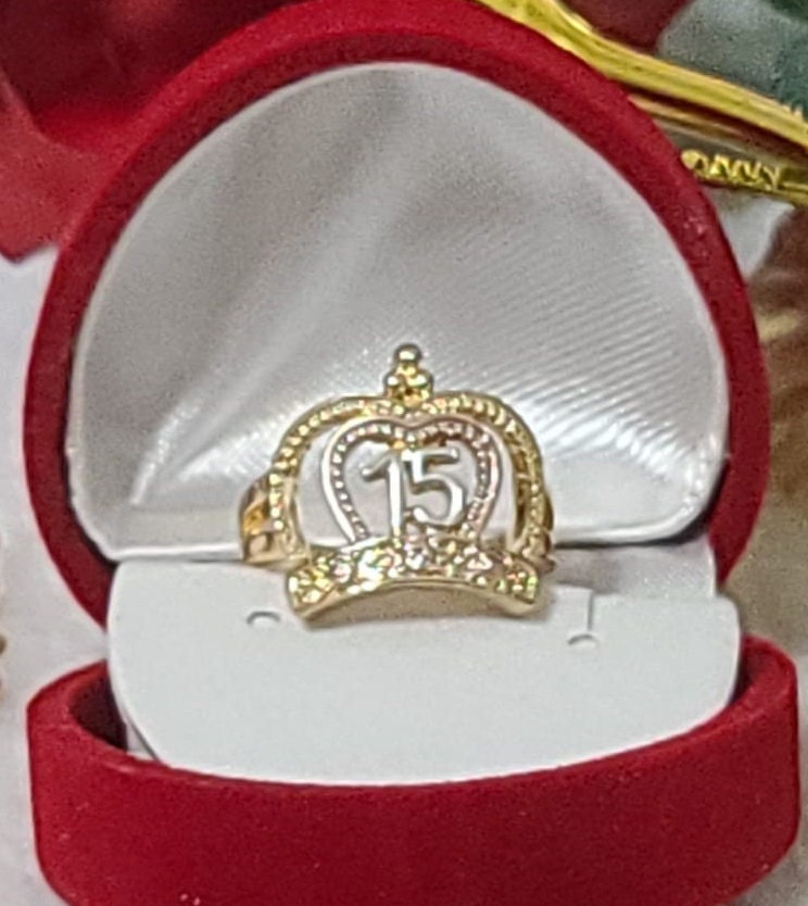 14k Gold Plated "mis Xv" Ring ~ Anillo Para Tus 15 Años En Oro Laminado ...