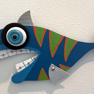 Funky Fish Wall Art, Tiger Fish, Fish With Braces, Wood Fish Wall Decor ...