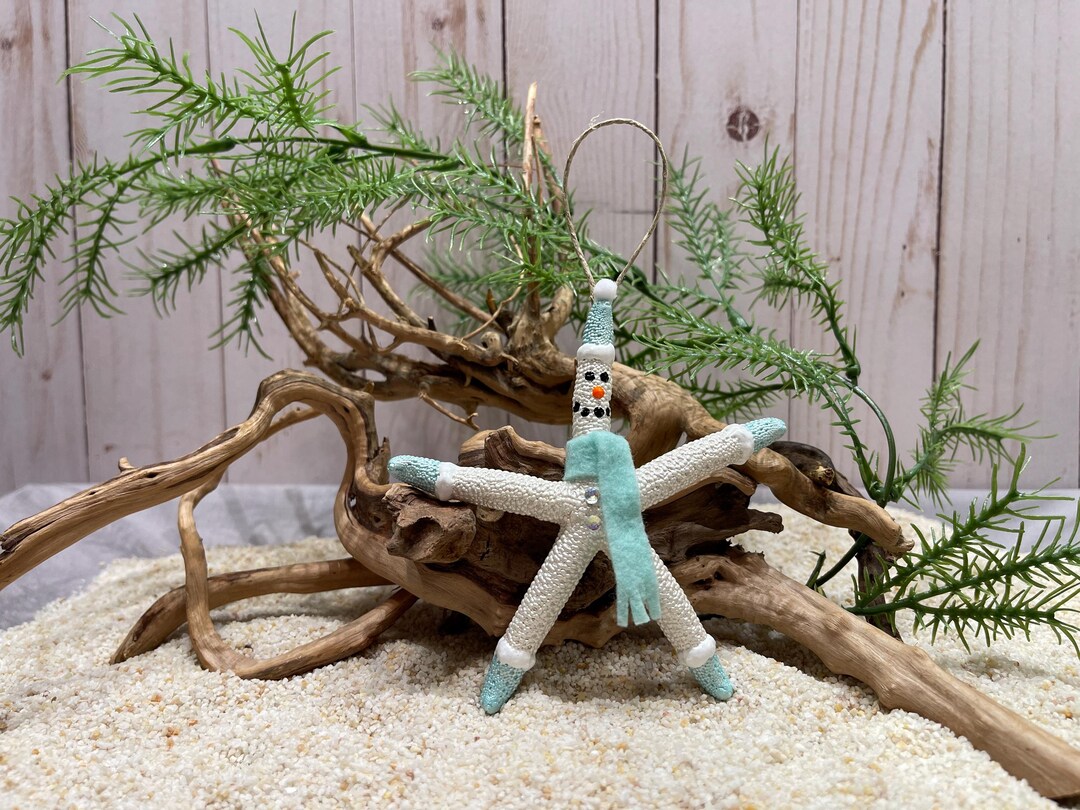 Starfish Snowman Ornament, Handmade Ornaments, Coastal Christmas ...