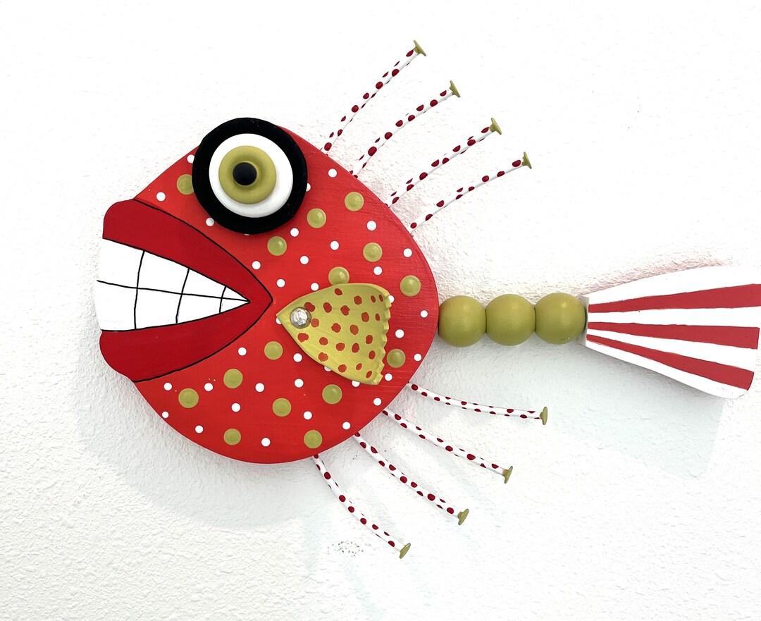Funky Fish Wall Art, Wood Fish Wall Decor, Coastal Decor, Wooden Fish ...