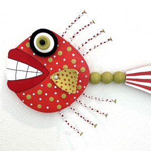 Funky Fish Wall Art, Wood Fish Wall Decor, Coastal Decor, Wooden Fish ...