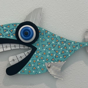 Funky Fish Wall Art, Tiger Fish, Fish With Braces, Wood Fish Wall Decor ...
