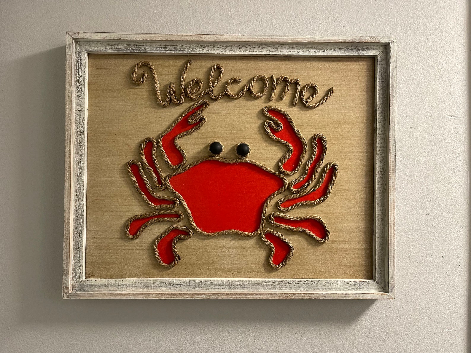 Crab Welcome Sign Crab Rope Art Coastal Welcome Sign - Etsy
