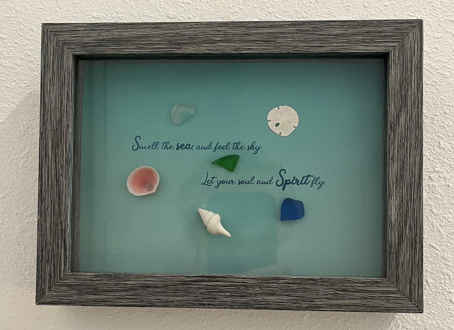 Sea Glass and Shell Shadow Box, Shadow Box Art, Sea Glass Art, Coastal ...