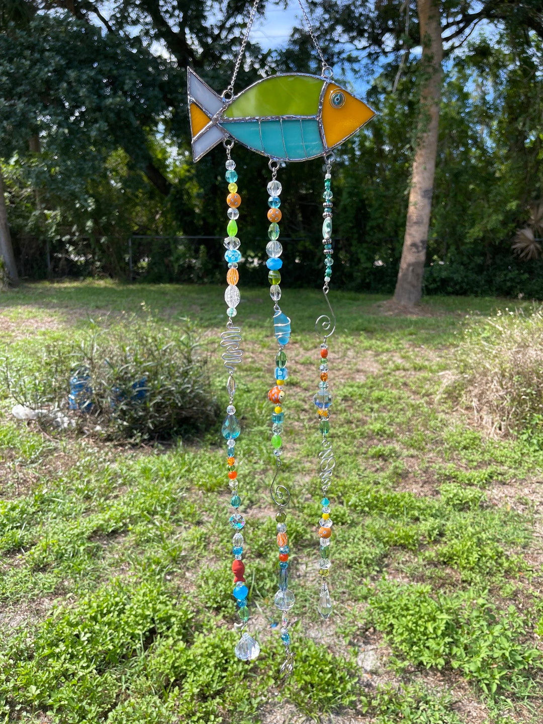 Stained Glass Sun-catcher, Fish Sun-catcher, Coastal Decor, Nautical ...