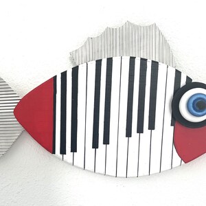Funky Piano Fish Wall Art, Wood Fish Wall Decor, Coastal Decor, Wooden ...