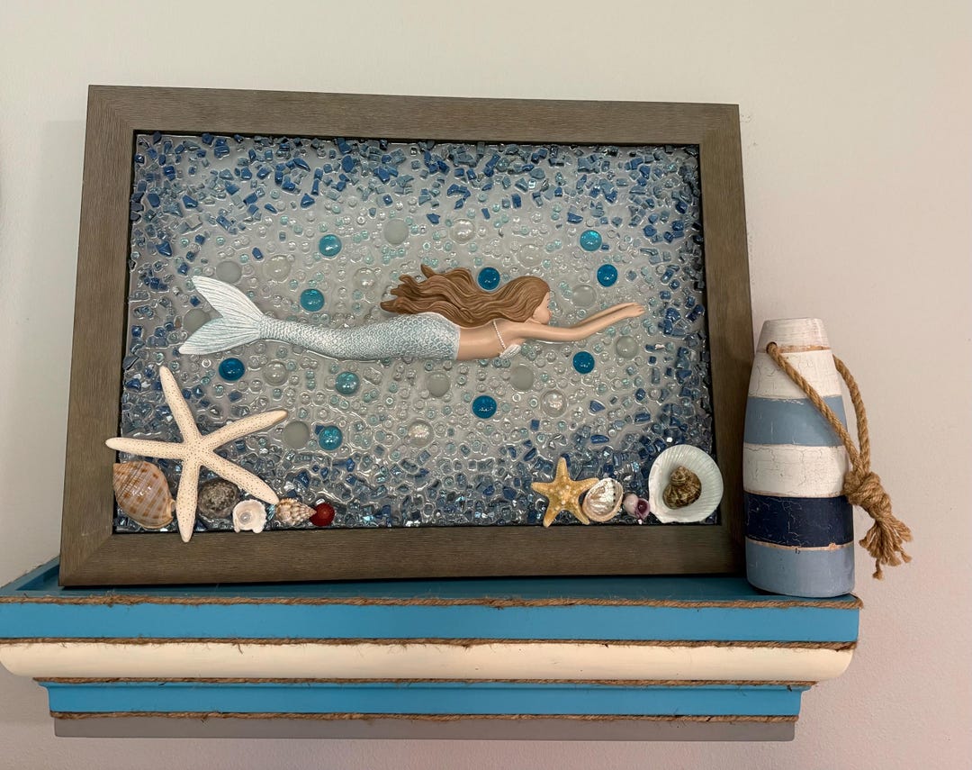 Coastal Resin Art, Mermaid Resin Art, Mermaid Wall Hanging, Sun Catcher ...