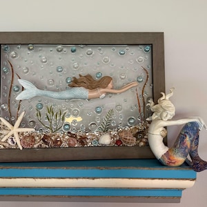 Coastal Resin Art, Mermaid Resin Art, Mermaid Wall Hanging, Sun Catcher ...